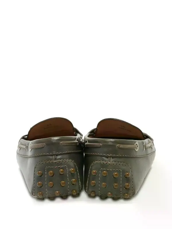 TOD'S Leather Boat Shoes - Green