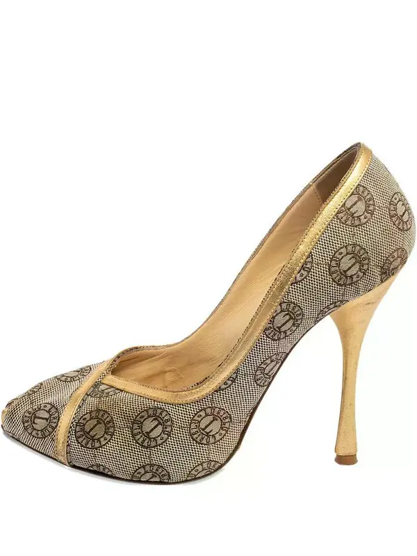 LORIBLU Monogram Print Canvas Pumps