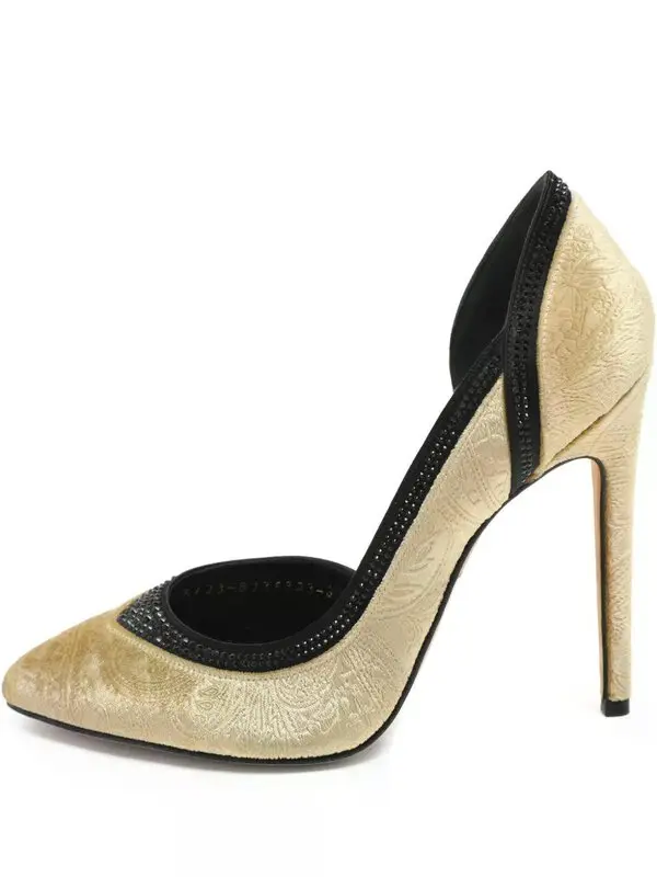 GINA Paisley-print Heeled Pumps - Gold