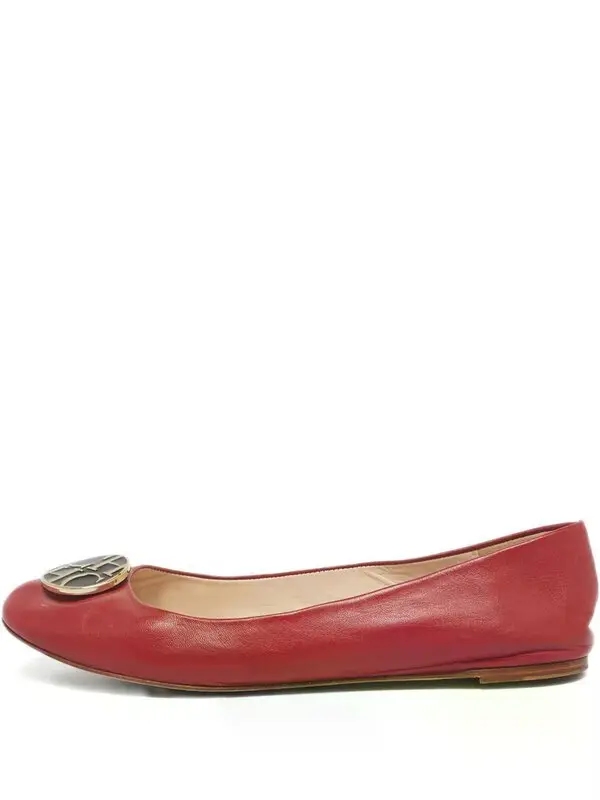 Carolina Herrera Leather Ballet Flats With Logo Detail