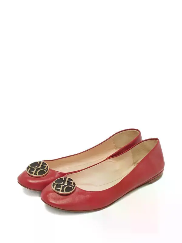 Carolina Herrera Leather Ballet Flats With Logo Detail