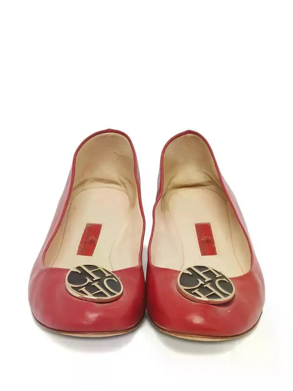 Carolina Herrera Leather Ballet Flats With Logo Detail