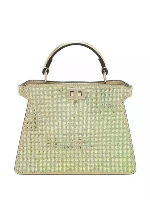 Fendi Peekaboo Embellished Suede Tote - Green