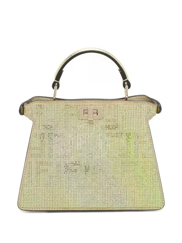 Fendi Peekaboo Embellished Suede Tote - Green