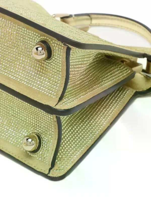 Fendi Peekaboo Embellished Suede Tote - Green