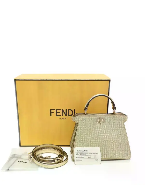 Fendi Peekaboo Embellished Suede Tote - Green