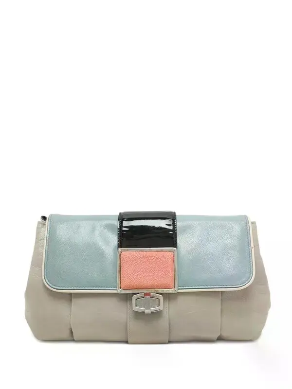 Balenciaga Colour-block Leather Clutch - Neutrals