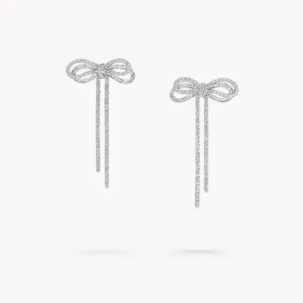 Graff Tilda’s Bow Diamond Double Strand Earrings - White Gold