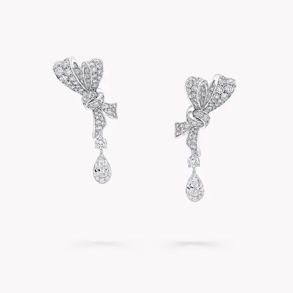 Graff Tilda’s Bow Diamond Drop Earrings - White Gold