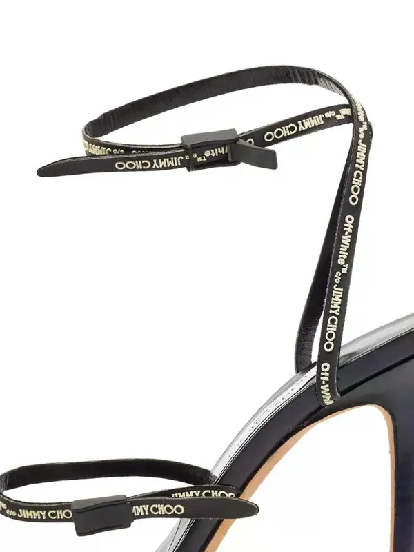 JIMMY CHOO 110mm Leather Logo-straps Heeled Sandals