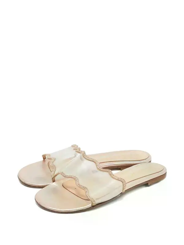 GIANVITO ROSSI Crystal-embellished Flat Sandals - Gold