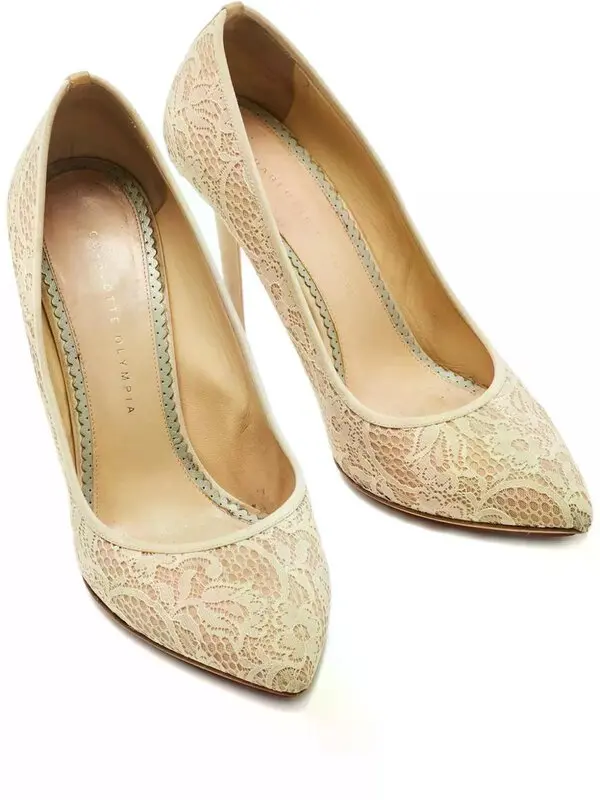 CHARLOTTE OLYMPIA Monroe Lace Pointed Heeled Pumps
