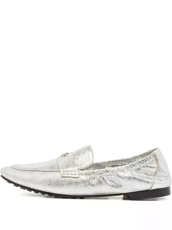 Tory Burch Leather Ballet Loafers - Metallic