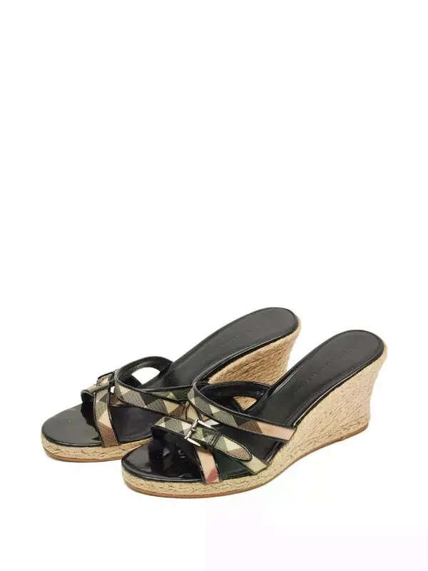 Burberry Canvas Check Wedge Sandals