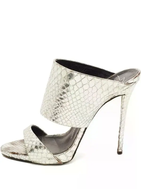 GIUSEPPE ZANOTTI 120mm Andrea Leather Sandals - Grey