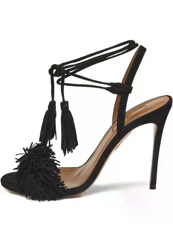 AQUAZZURA Wild Thing Fringe Sandals - Black