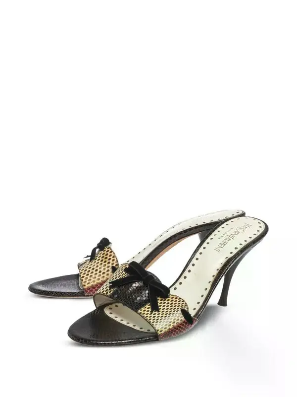 Saint Laurent Snakeskin Bow Sandals
