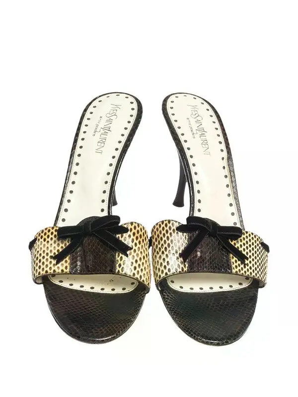 Saint Laurent Snakeskin Bow Sandals