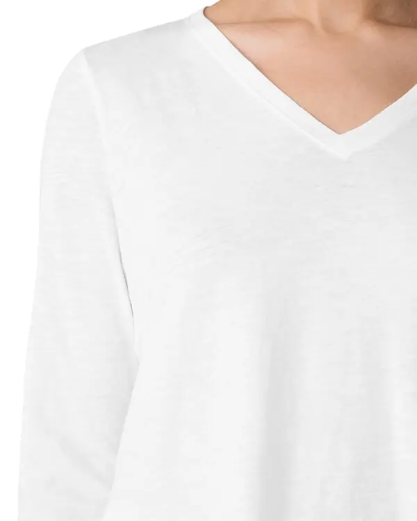 Eileen Fisher V-neck Long Sleeve Tee - White