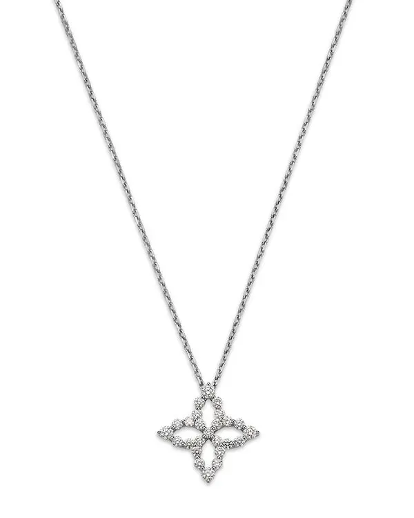 Roberto Coin 18k Gold Diamond Flower Pendant Necklace - White