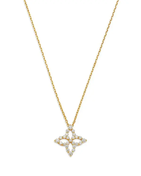 Roberto Coin 18k Diamond Flower Pendant Necklace - Yellow Gold