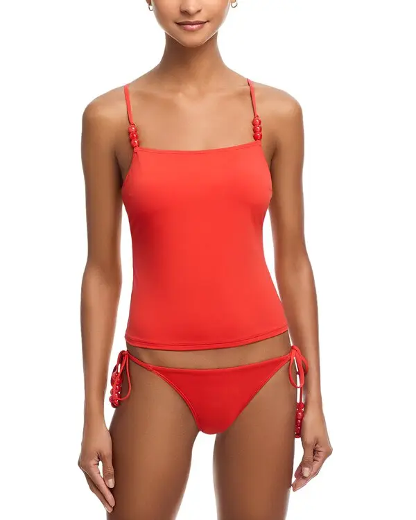 Staud Sisley Side Tie Bikini Bottom - Flame