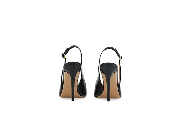 FERRAGAMO Vibily 95 Leather Slingback Pumps - Nero
