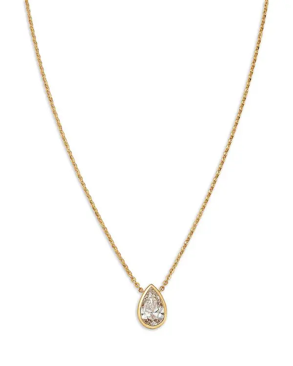 Bloomingdale'S Lab Grown Diamond Pear Bezel Solitaire Pendant Necklace - Gold