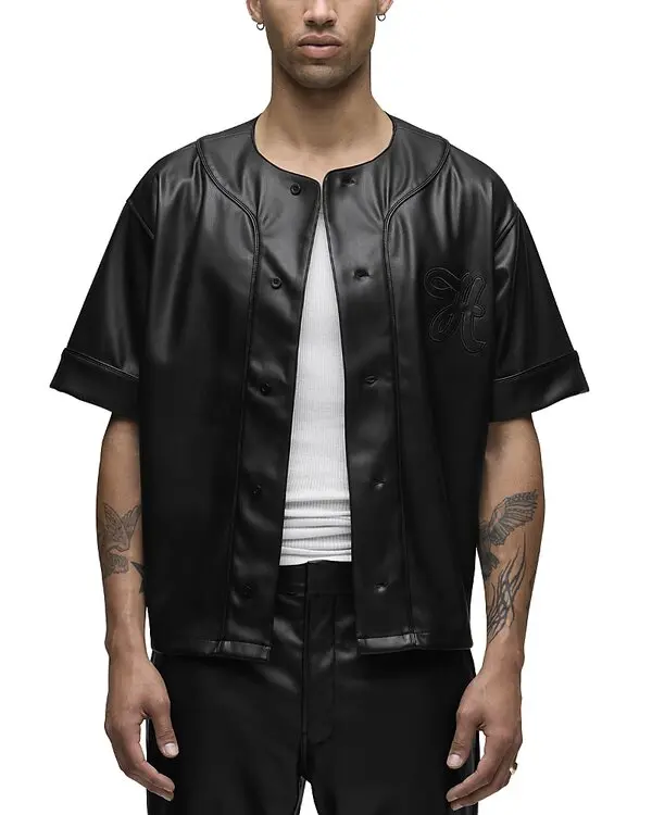 Hudson Jeans Faux Leather Baseball Jersey