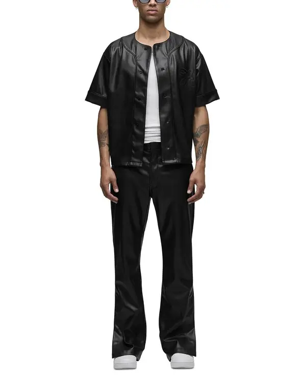 Hudson Jeans Faux Leather Baseball Jersey