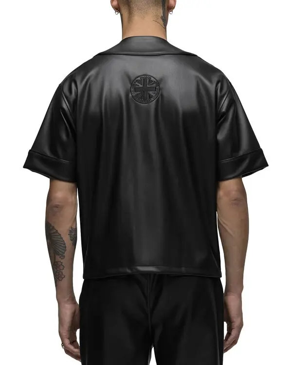 Hudson Jeans Faux Leather Baseball Jersey