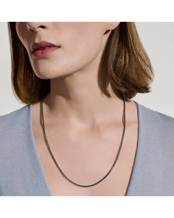 John Hardy Dark Chain Box Link Necklace - Silver
