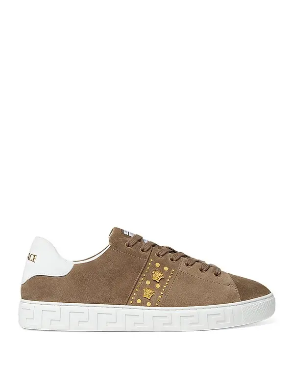 Versace Greca Embellished Suede Sneakers