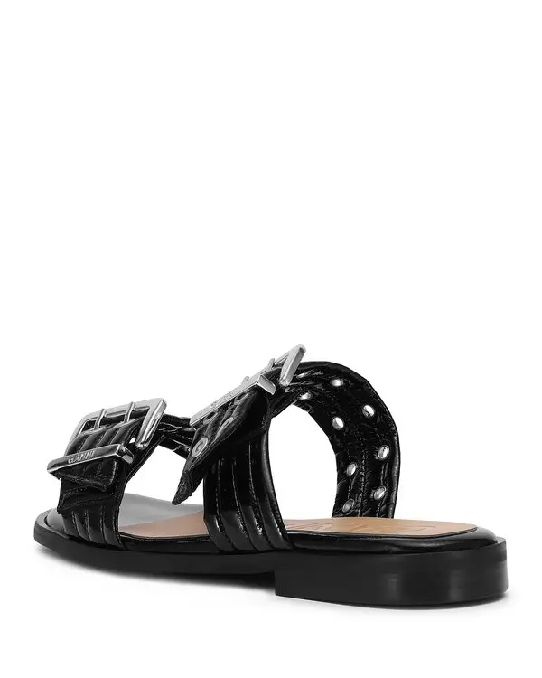 GANNI Buckled Slide Sandals - Black