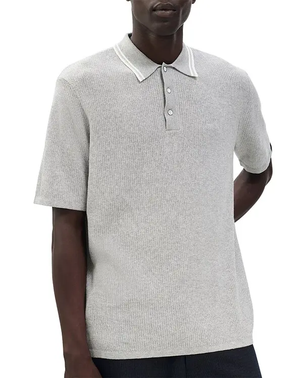 Rag & Bone Harvey Tipped Polo Shirt - Heather Grey