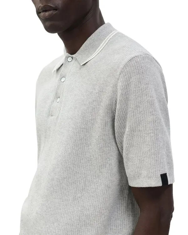 Rag & Bone Harvey Tipped Polo Shirt - Heather Grey