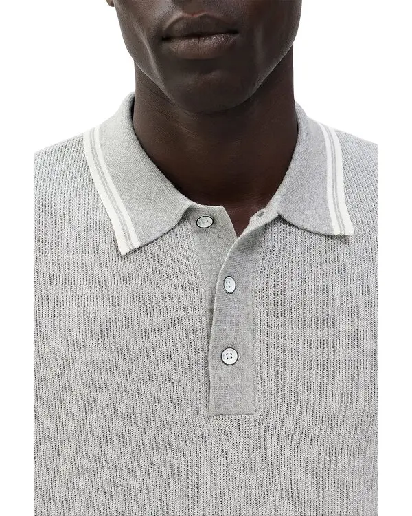 Rag & Bone Harvey Tipped Polo Shirt - Heather Grey