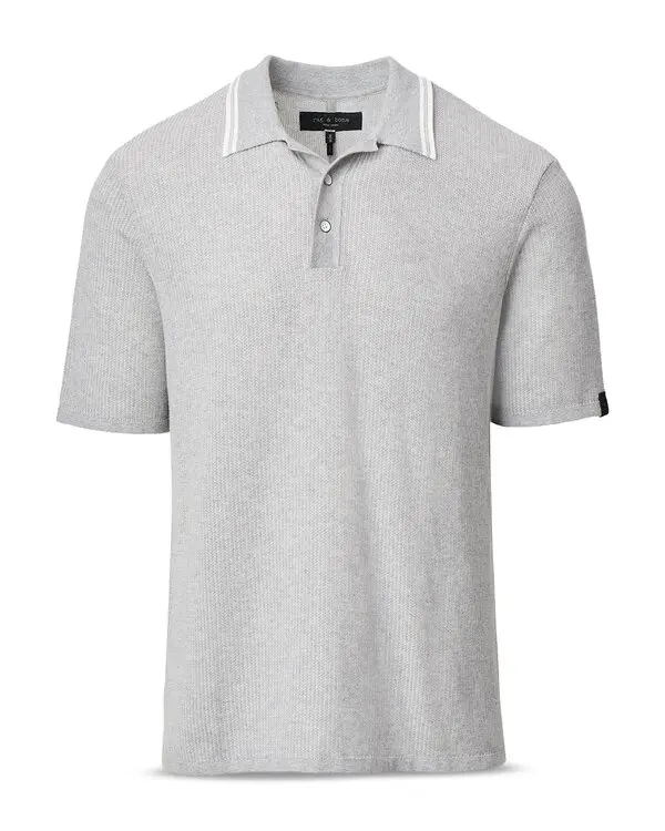 Rag & Bone Harvey Tipped Polo Shirt - Heather Grey