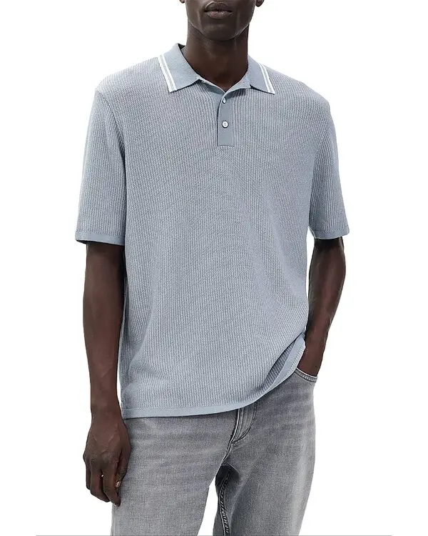 Rag & Bone Harvey Tipped Polo Shirt - Light Blue