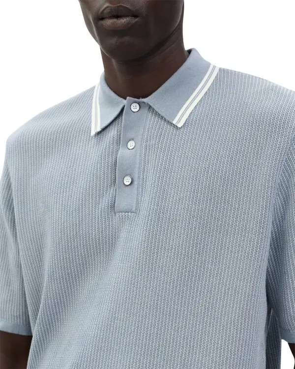 Rag & Bone Harvey Tipped Polo Shirt - Light Blue