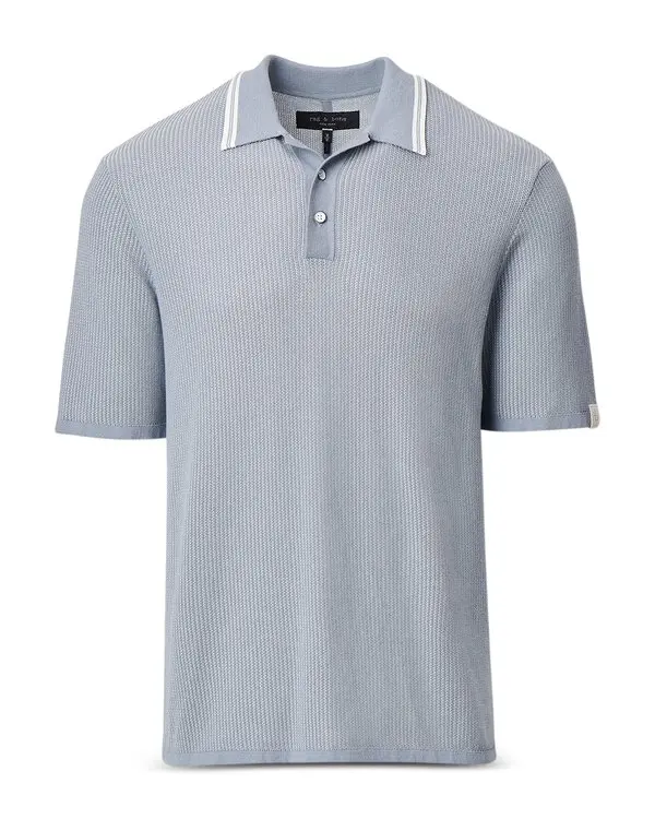 Rag & Bone Harvey Tipped Polo Shirt - Light Blue