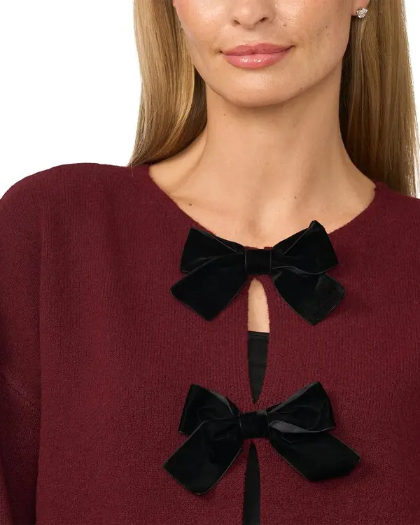 CECE DUPRAZ Bow Closure Cardigan Sweater - Cabernet