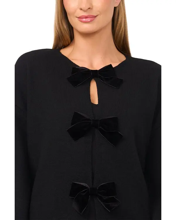 CECE DUPRAZ Bow Closure Cardigan Sweater - Rich Black