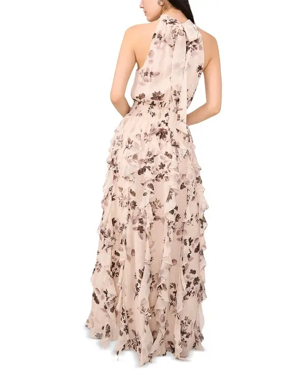 1.State Ruffled Halter Maxi Dress - Oatmeal | Editorialist