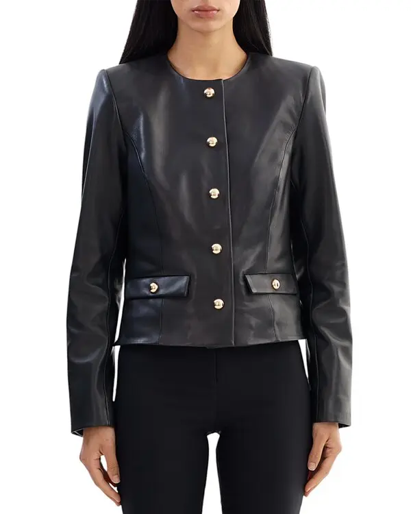 LAMARQUE Leather Collarless Jacket