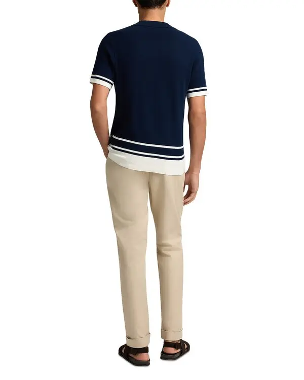 Onia Cotton Textured Johnny Collar Polo - Midnight/egret