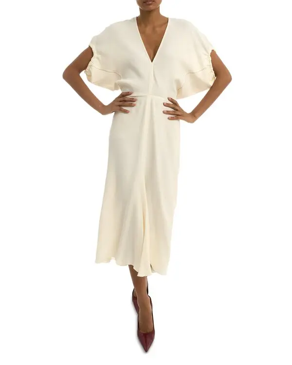 Victoria Beckham Blouson Detail Midi Dress