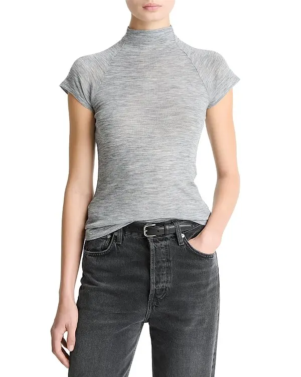 Vince Cap Sleeve Raglan Mock Neck Top - Heather Thistle