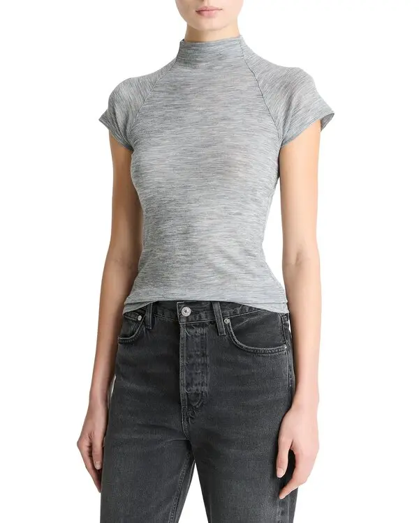 Vince Cap Sleeve Raglan Mock Neck Top - Heather Thistle