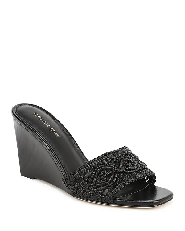 Veronica Beard Ellen Woven Wedge Sandals - Black
